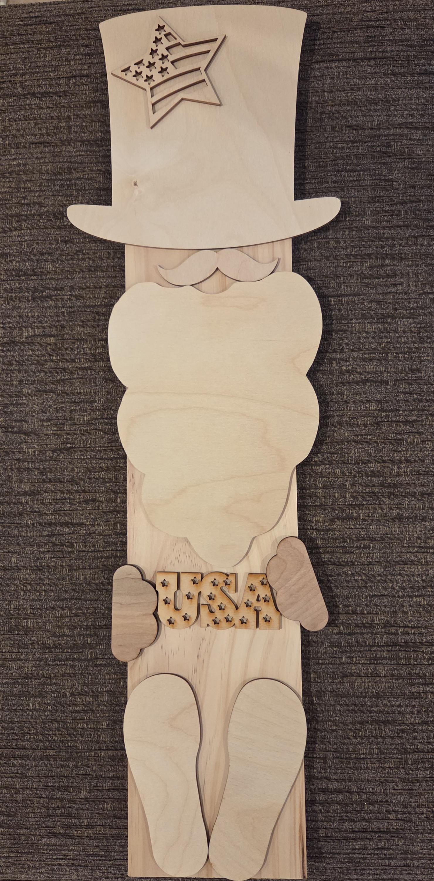 DIY Unfinished Uncle Sam, Independence Day Porch Board Kit or Door ...