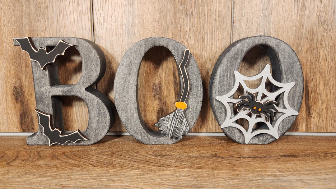 BOO! Fun and Festive Wood Letter Display for Halloween and Fall Decor ...