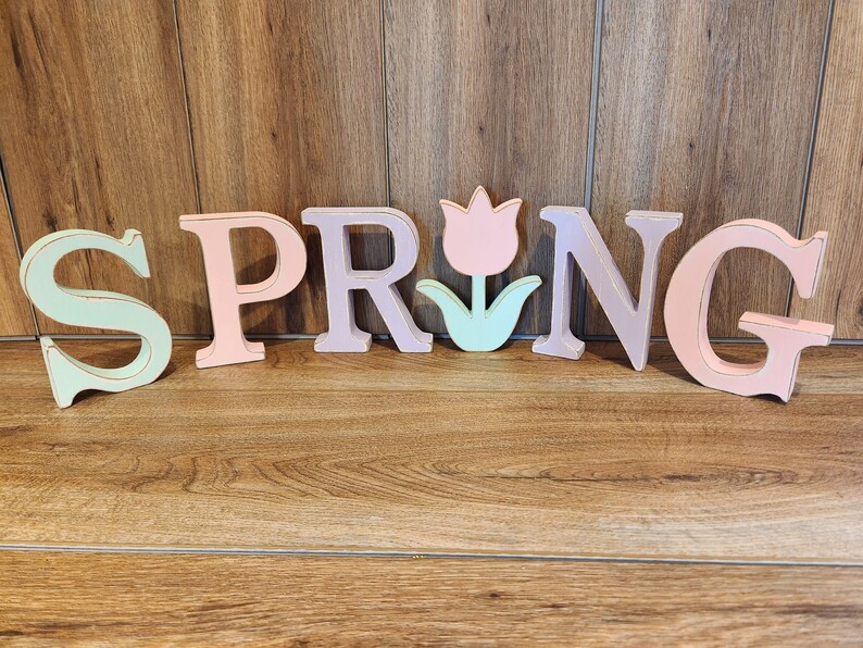 SPRING Spring Decor Wood Distressed Letters for Table - Etsy