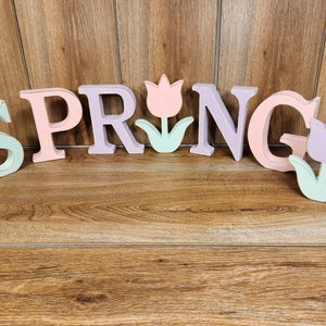 SPRING! Spring Decor, Wood Distressed Letters for Table, Window Sill ...