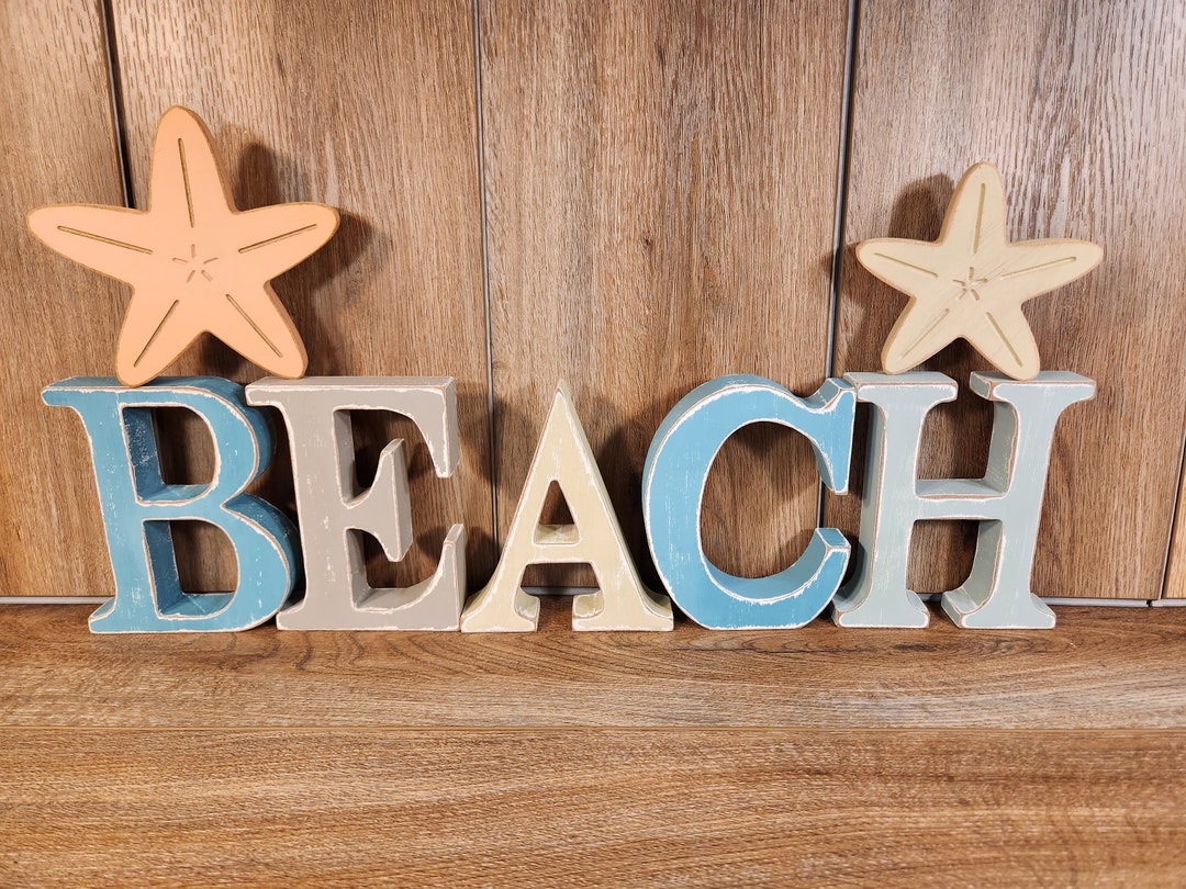 Rustic Wood BEACH Letters With Starfish: Coastal Cottage Decor - Etsy