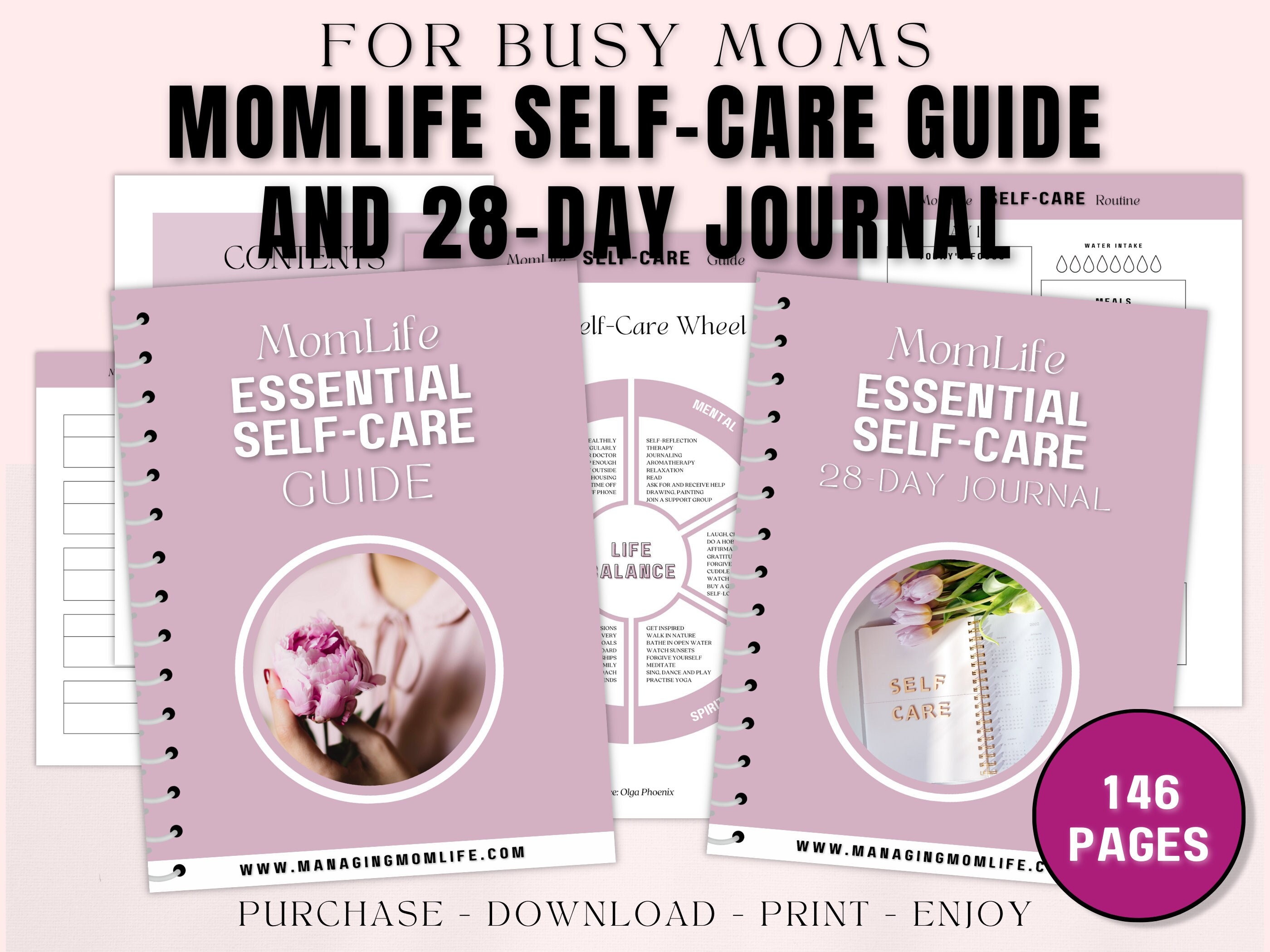 Momlife Self-care Guide Plus 28-day Journal Pink 4 Weeks Routine PLR ...