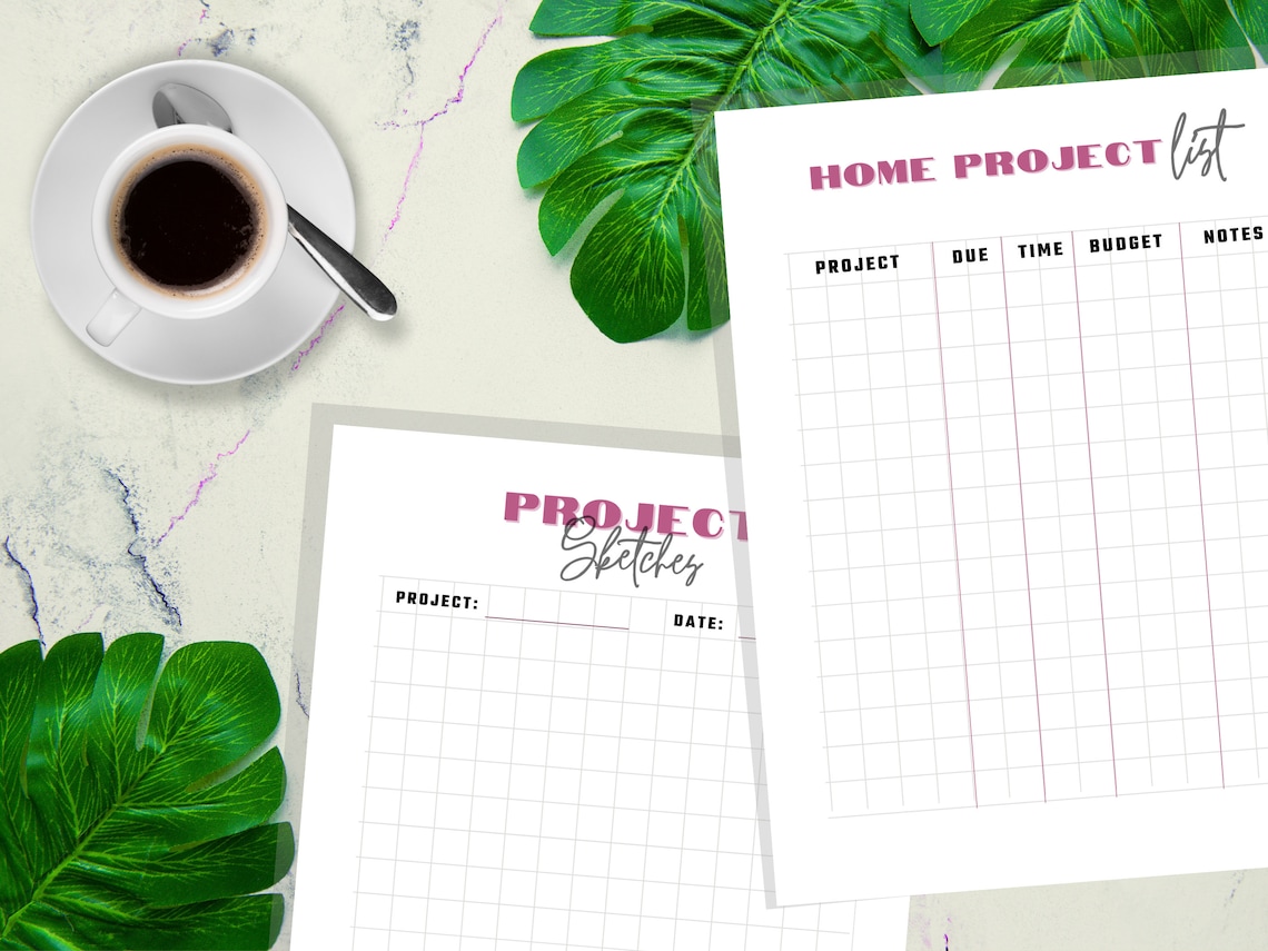 Home Organization Printables, PDF, 2 Colors pink Beige, Downloadable ...