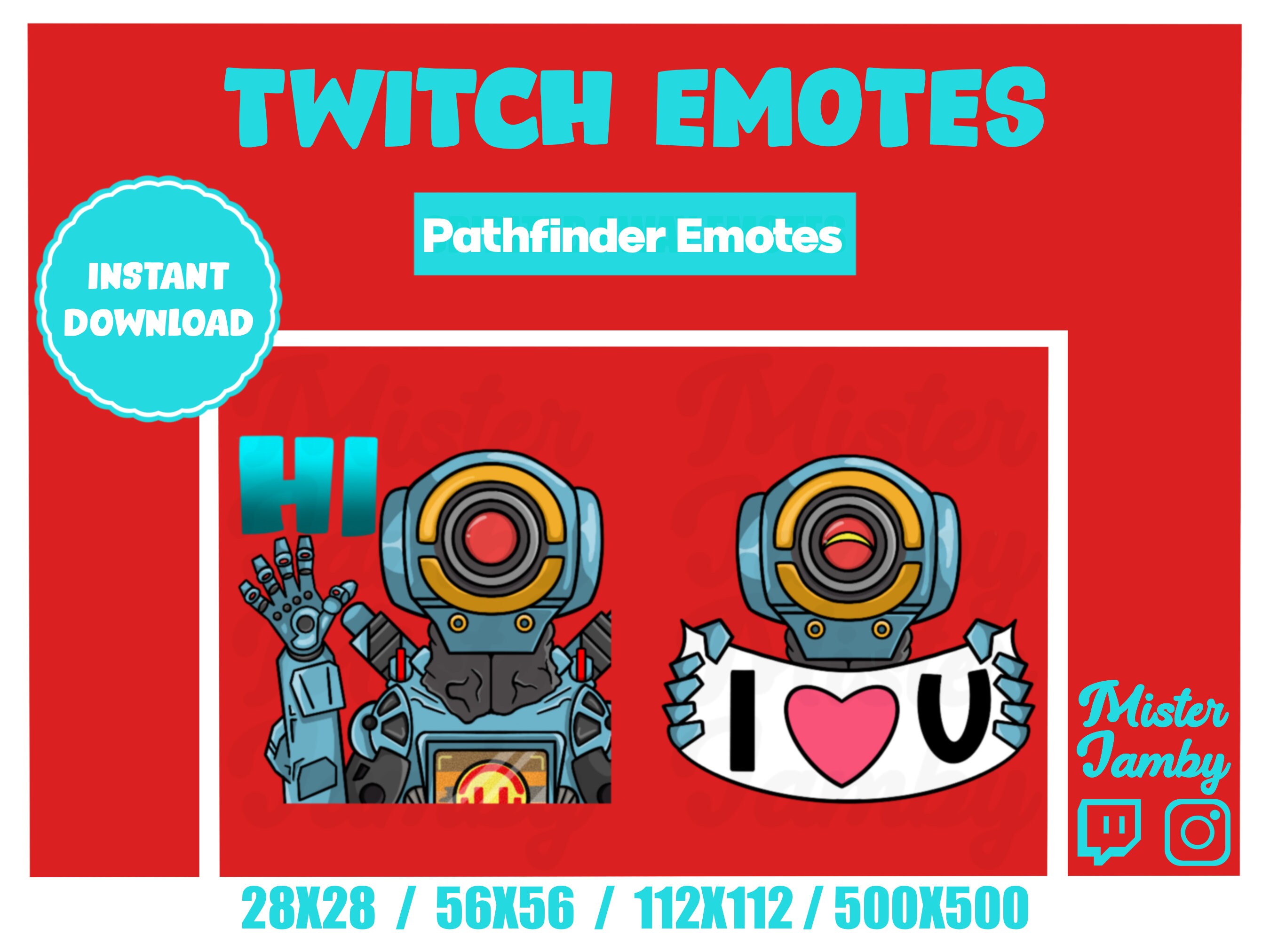 Pathfinder Emotes - 2 Pack - Apex Legends | Hi / Love | Twitch ...