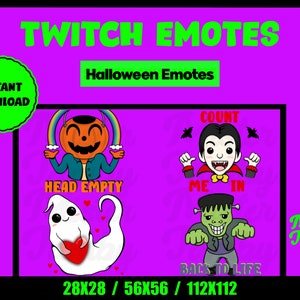 Spooky Emotes - 4 Pack - Original Cartoon Characters | Funny / Love ...