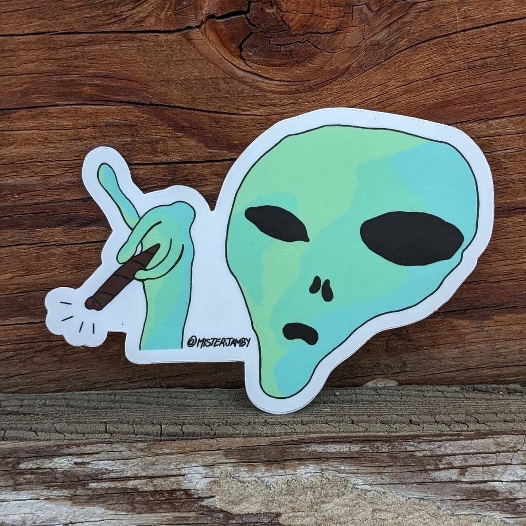 Zooted Funny High Alien Vinyl Sticker - Etsy