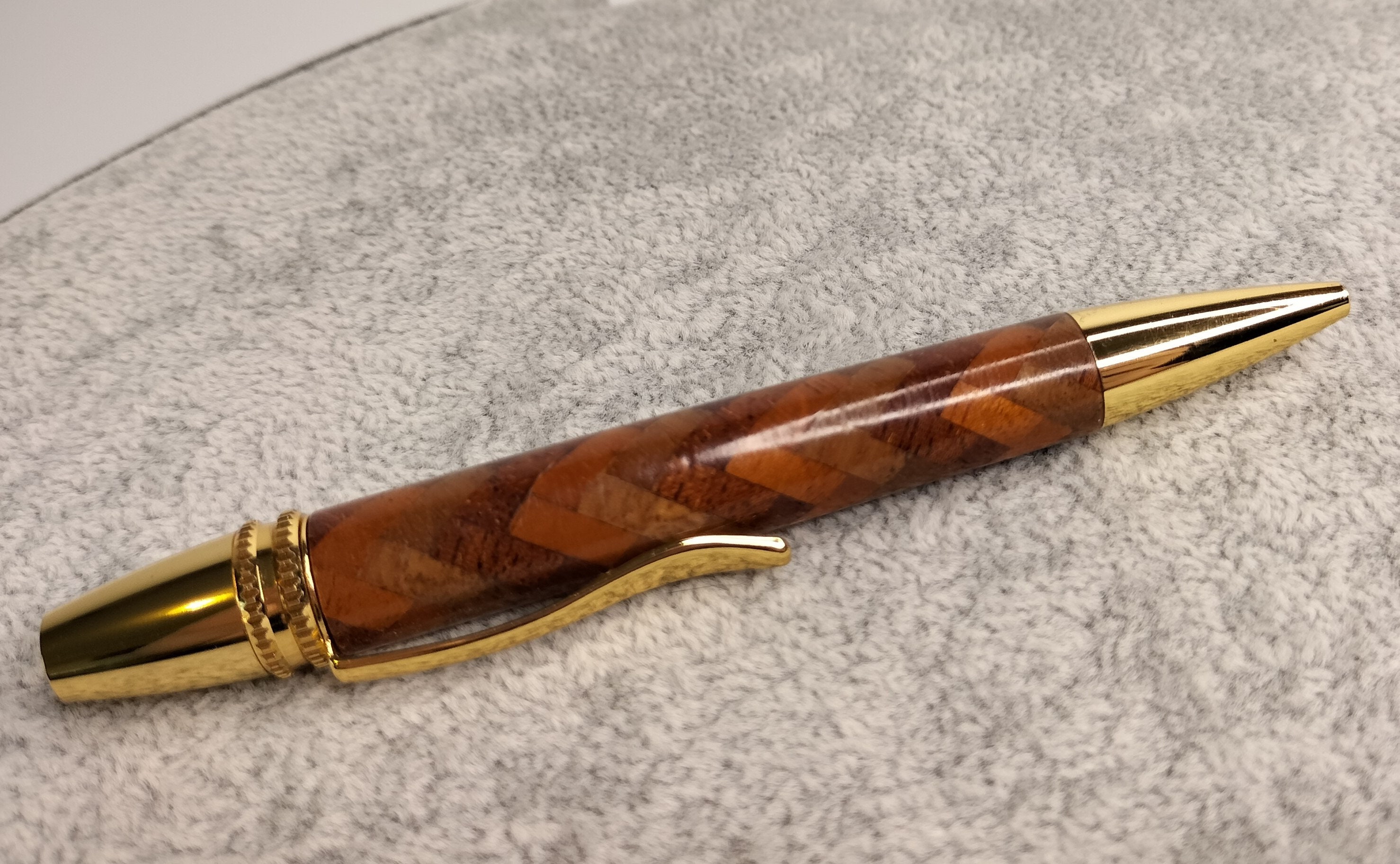 Hand Turned Wooden Pen Herringbone Design Heirloom Piece Christmas Gift ...