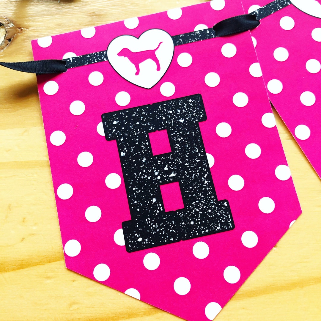 VS Pink Polka Dot Banner - Etsy