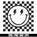 Lightning Bolt Smiley Checkered SVG PNG Smiley Svg - Etsy Canada