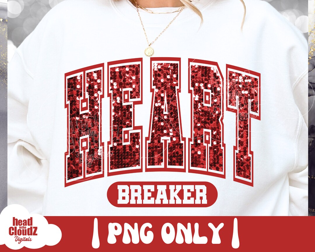 Sequin Heartbreaker PNG Valentine Png Heartbreaker Varsity - Etsy