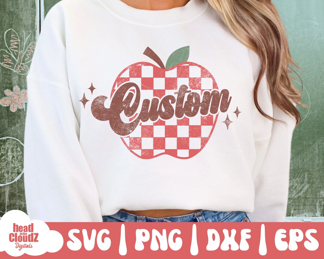 Custom Checkered Apple SVG PNG Checkered Apple Custom Teacher Svg ...