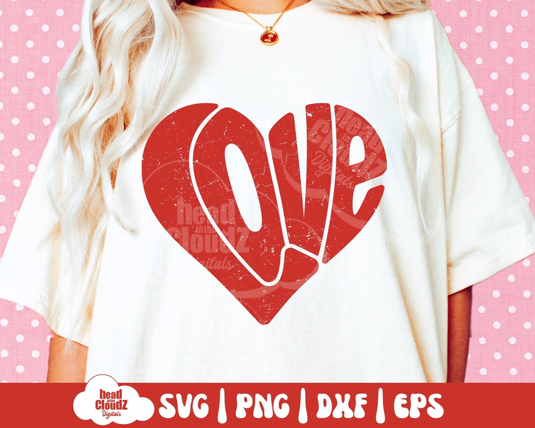 Retro Love Heart SVG PNG Retro Heart Retro Valentine's Day Love Heart ...