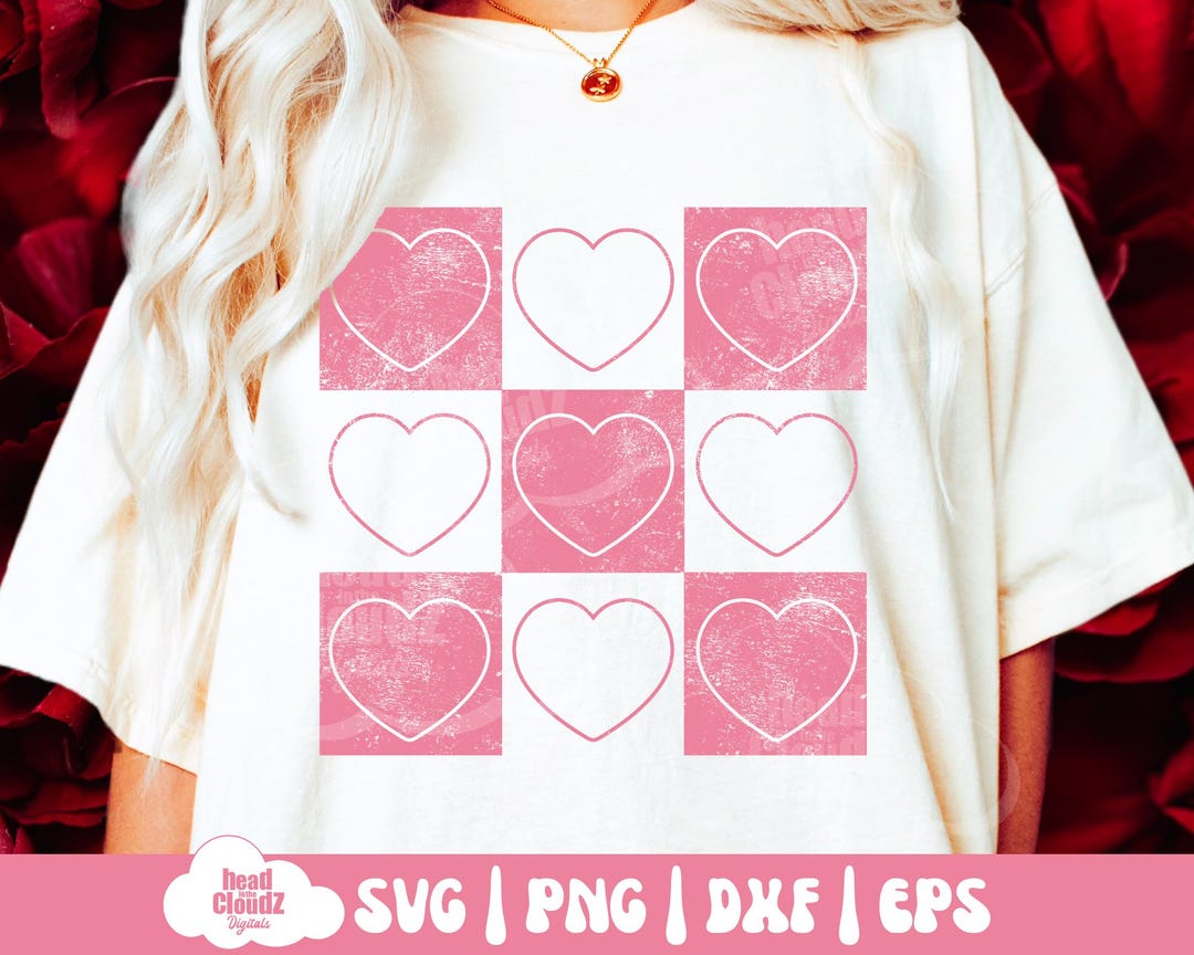 Heart Checker PNG SVG Cute Valentine Checkered Hugs & Kisses Valentine ...