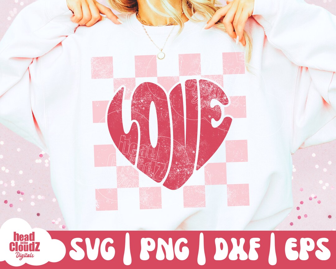 Retro Love Heart Checkers Svg Png Retro Heart Svg Retro Heart Png ...