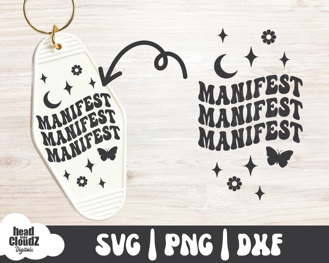Manifest Manifest Manifest SVG | PNG | DXF | Retro Motel Keychain Svg ...