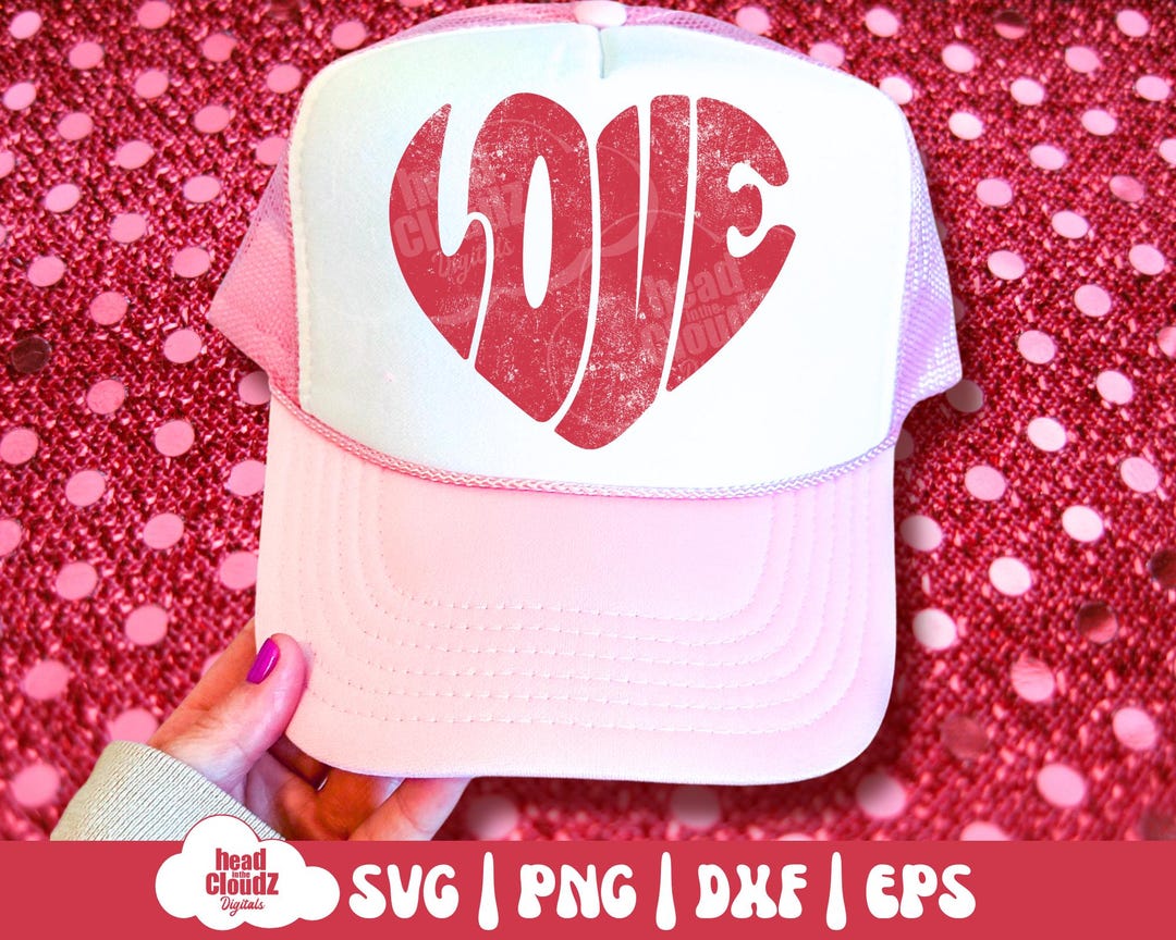 Retro Love Heart Png Svg Cute Valentine's Day Hat Valentine's Day DTF ...