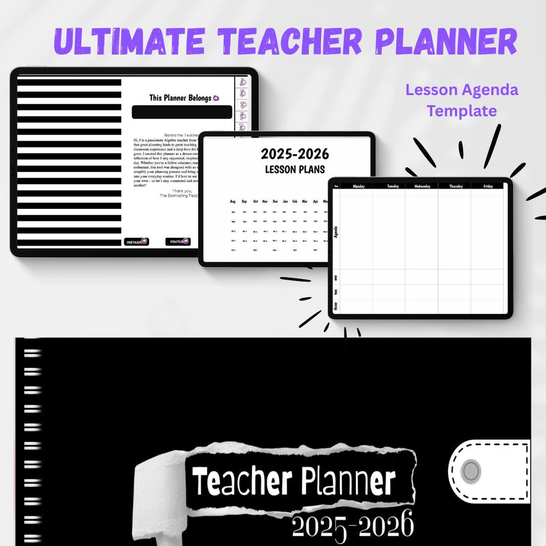 Dated Ultimate Teacher Planner Template 2025-2026 | Weekly Agenda ...