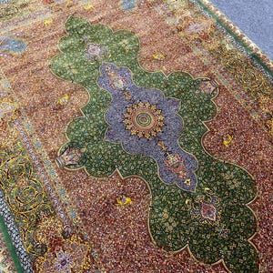 Green 5x7 Feet Silk Rug High Quality Bamboo Silk Rug Rug for Living ...