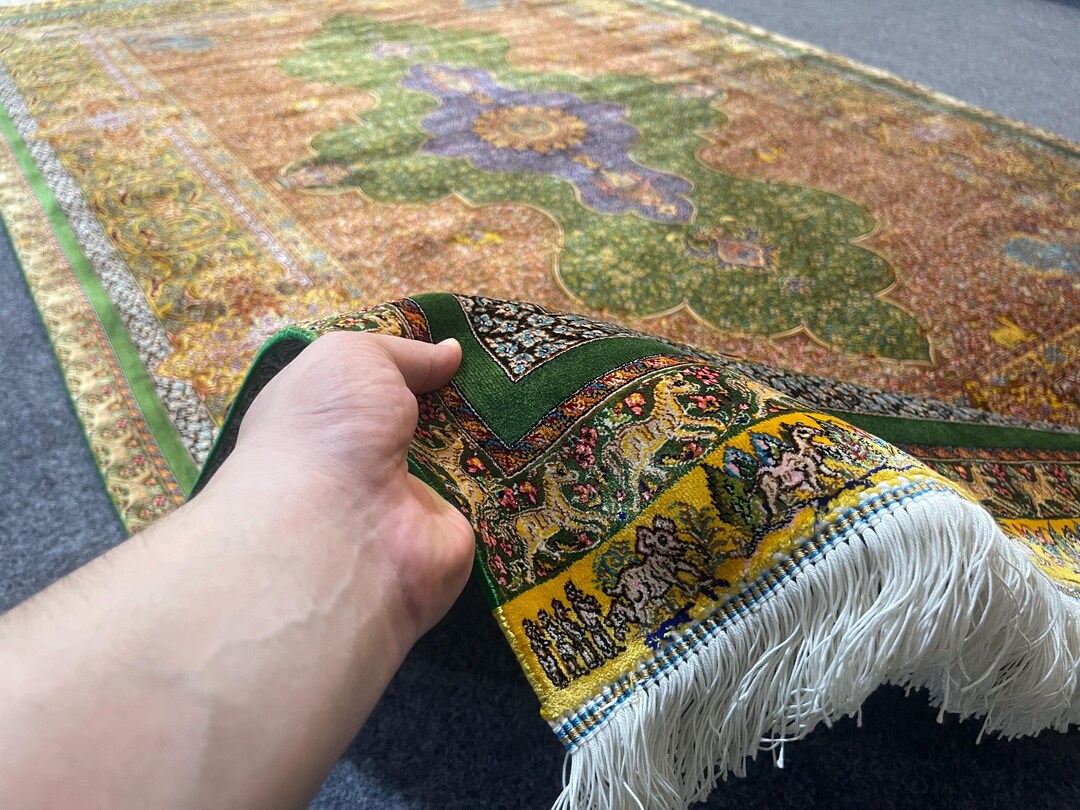 Green 5x7 Feet Silk Rug High Quality Bamboo Silk Rug Rug for Living ...