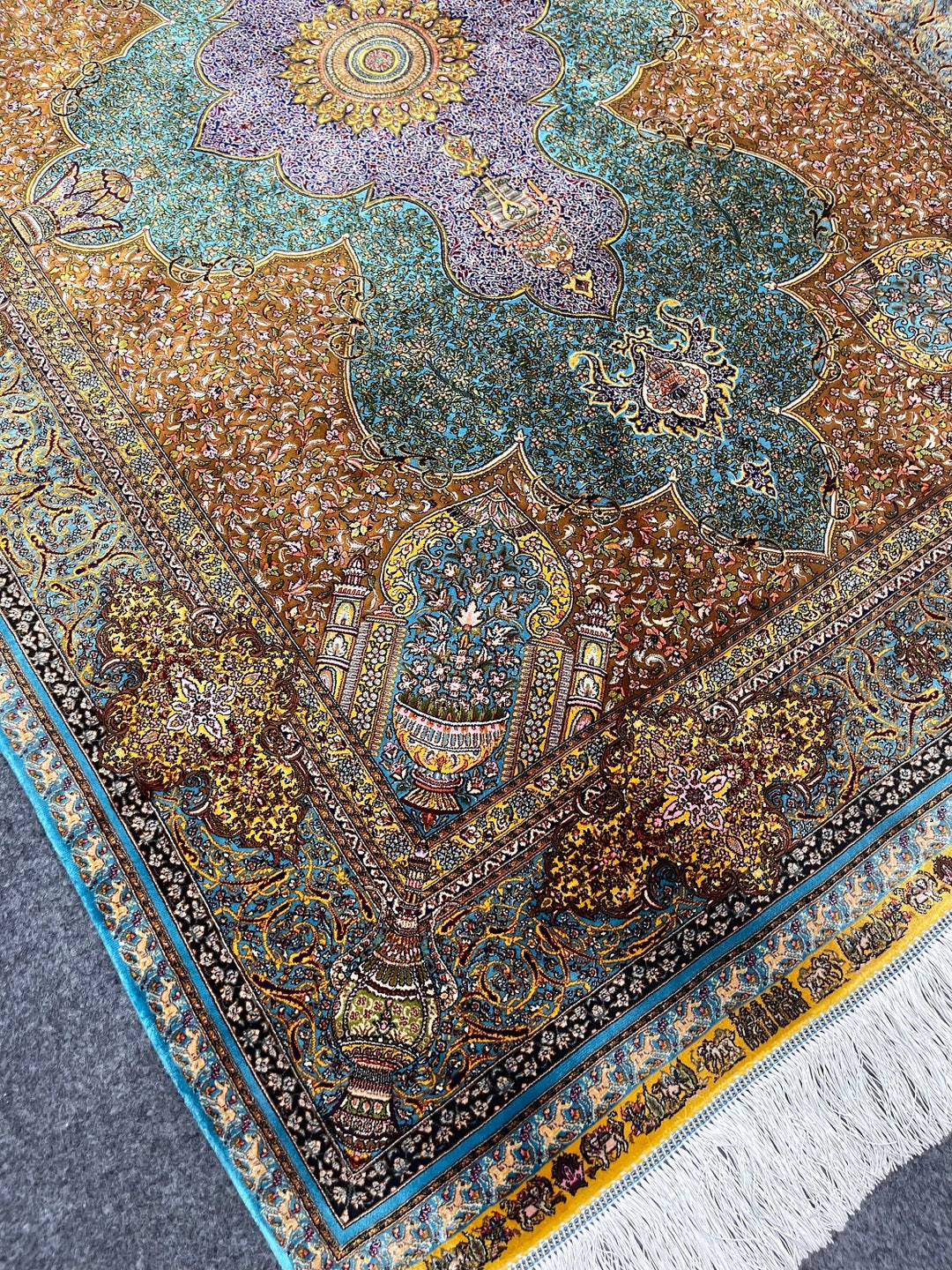 Blue 4x6 Ft Silk Area Rug High Quality Silk Rug 4x6 Silk Rug Bamboo ...