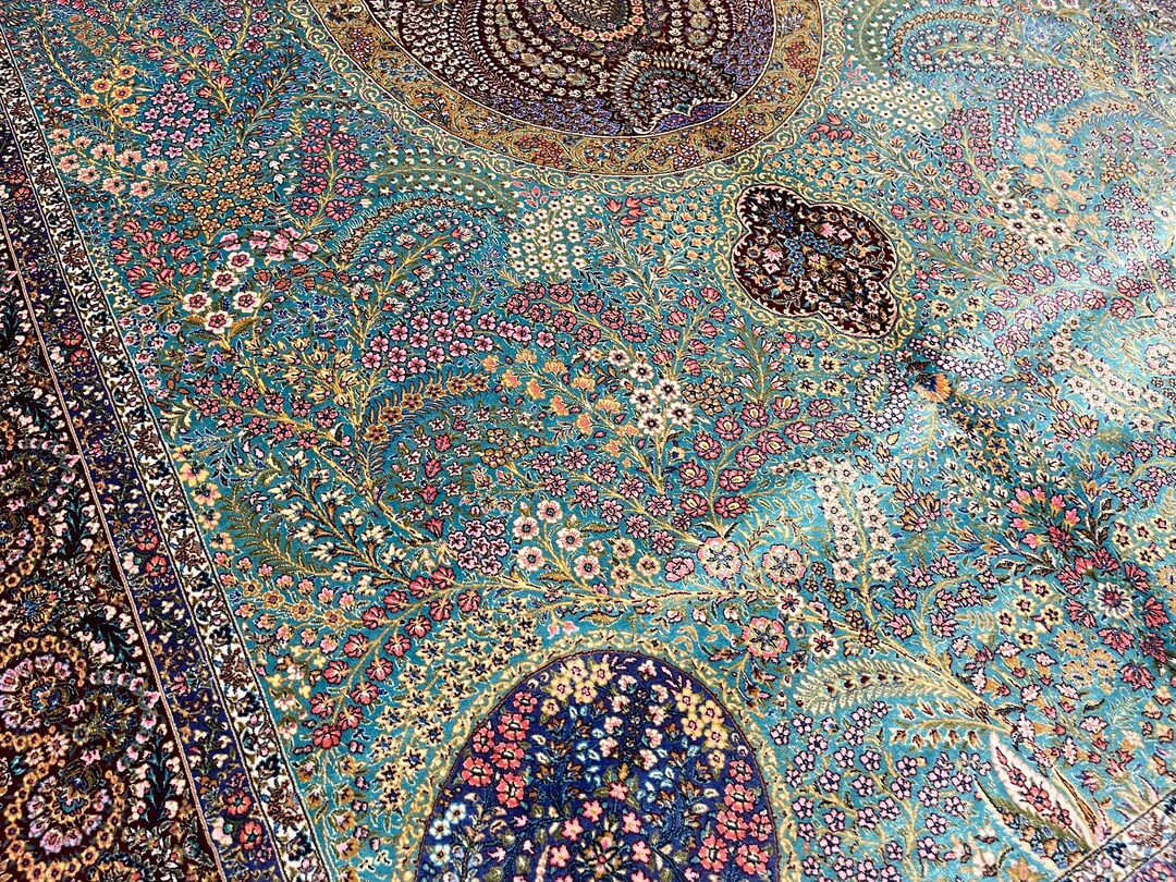 Turquoise 5x7 Ft Silk Rug High Quality Oriental Silk Area Rug Rug for ...