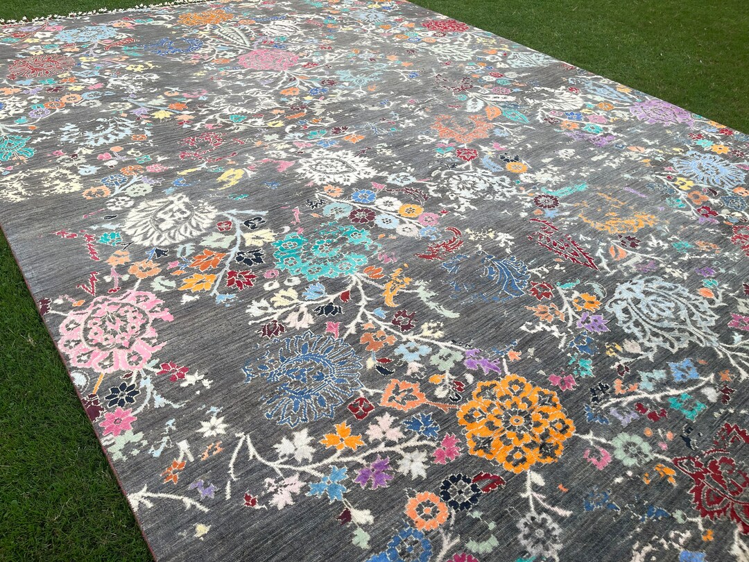 Gray 9x12 Feet Bidjar Area Rug Handknotted Afghan Wool Rug Gray Rug ...
