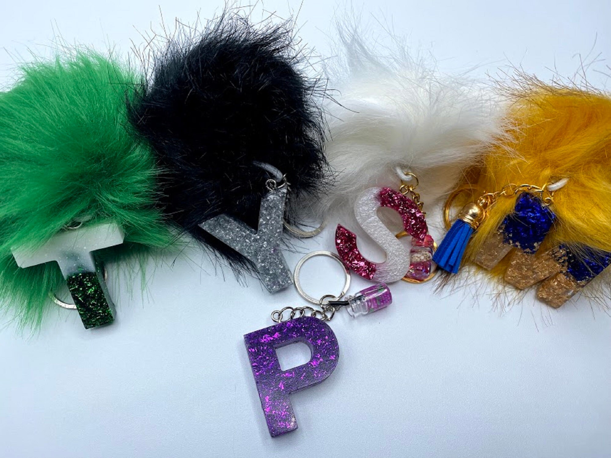 Custom Initial Keychain Foil Keychain With Name Purse Charm - Etsy UK