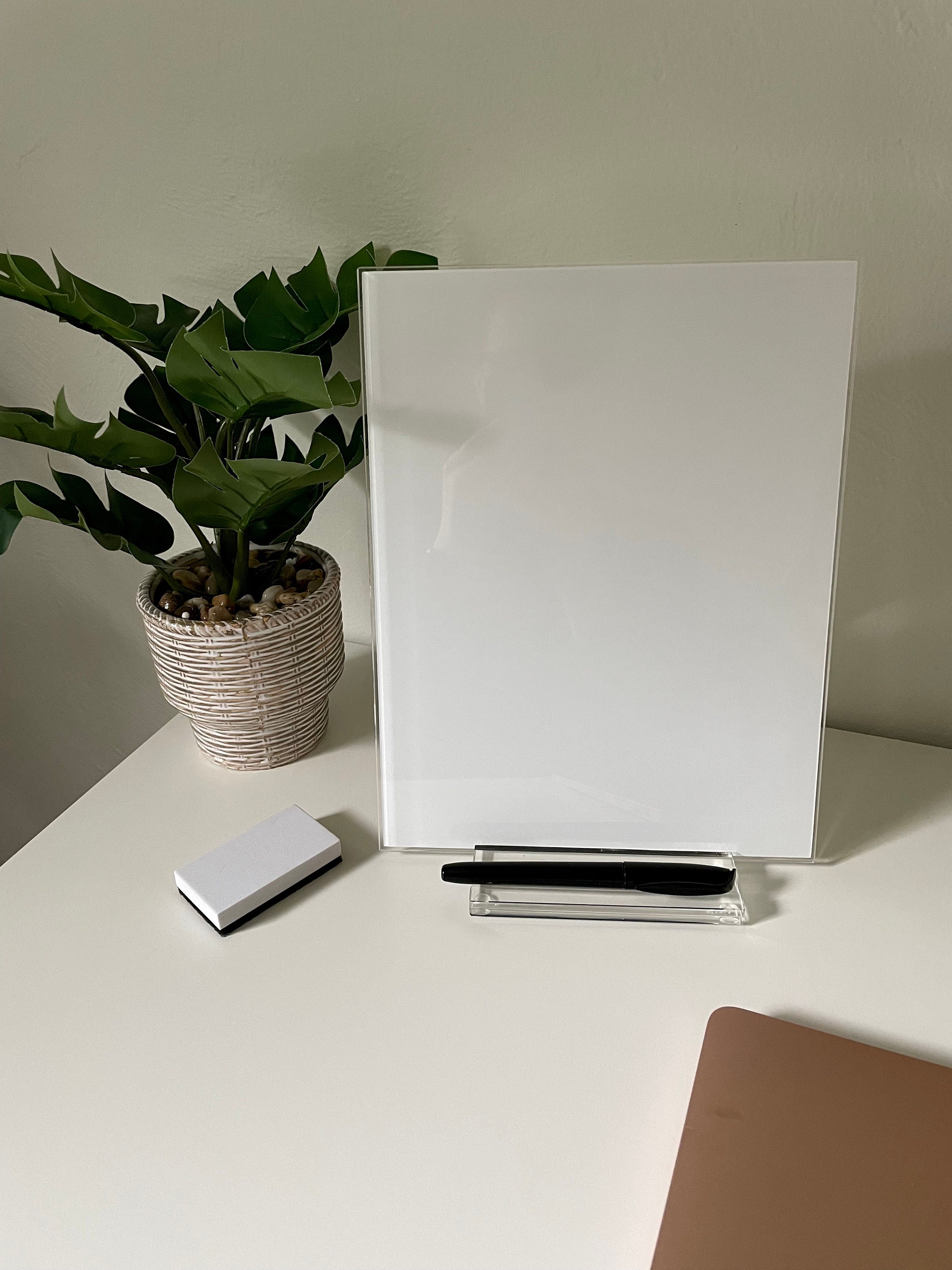 Acrylic Dry Erase Memo White Board With Stand and Marker | Etsy