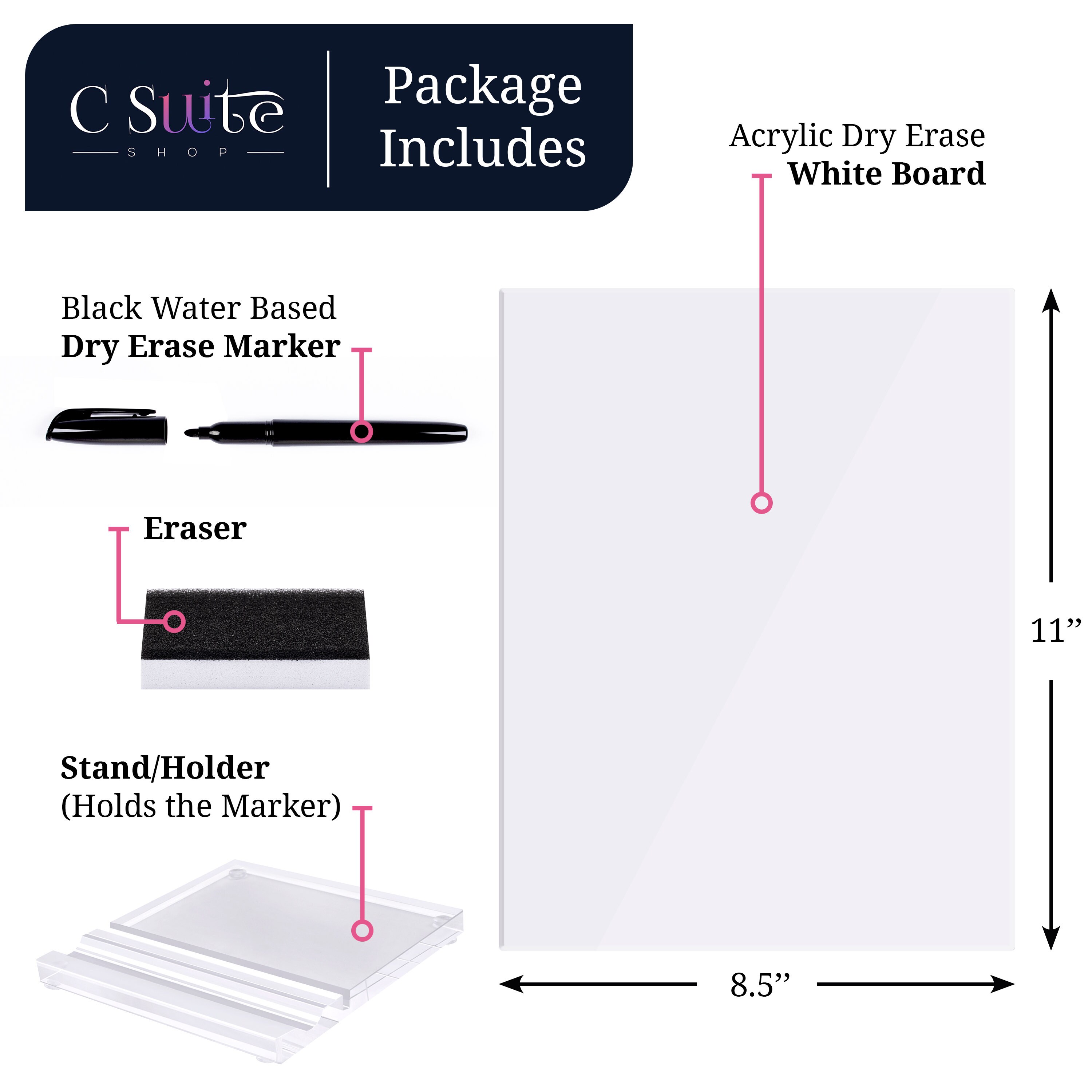 Acrylic Dry Erase Memo White Board With Stand and Marker | Etsy
