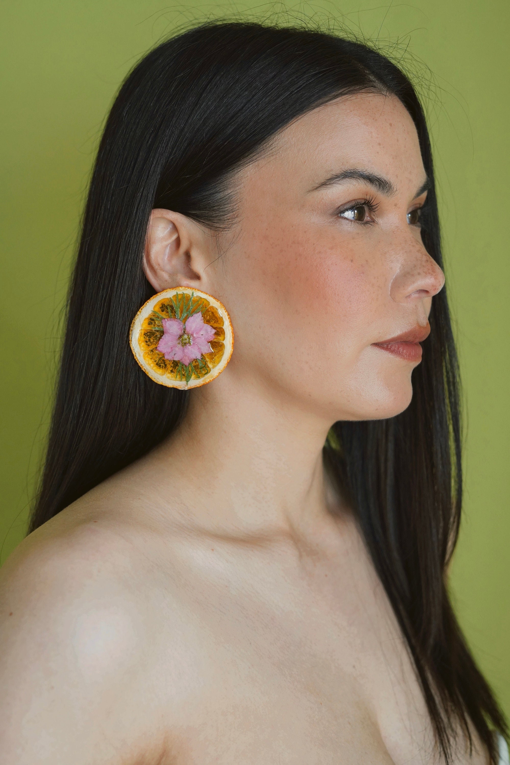 California Orange Slice With Flowers Statement Earring style 3 - Etsy