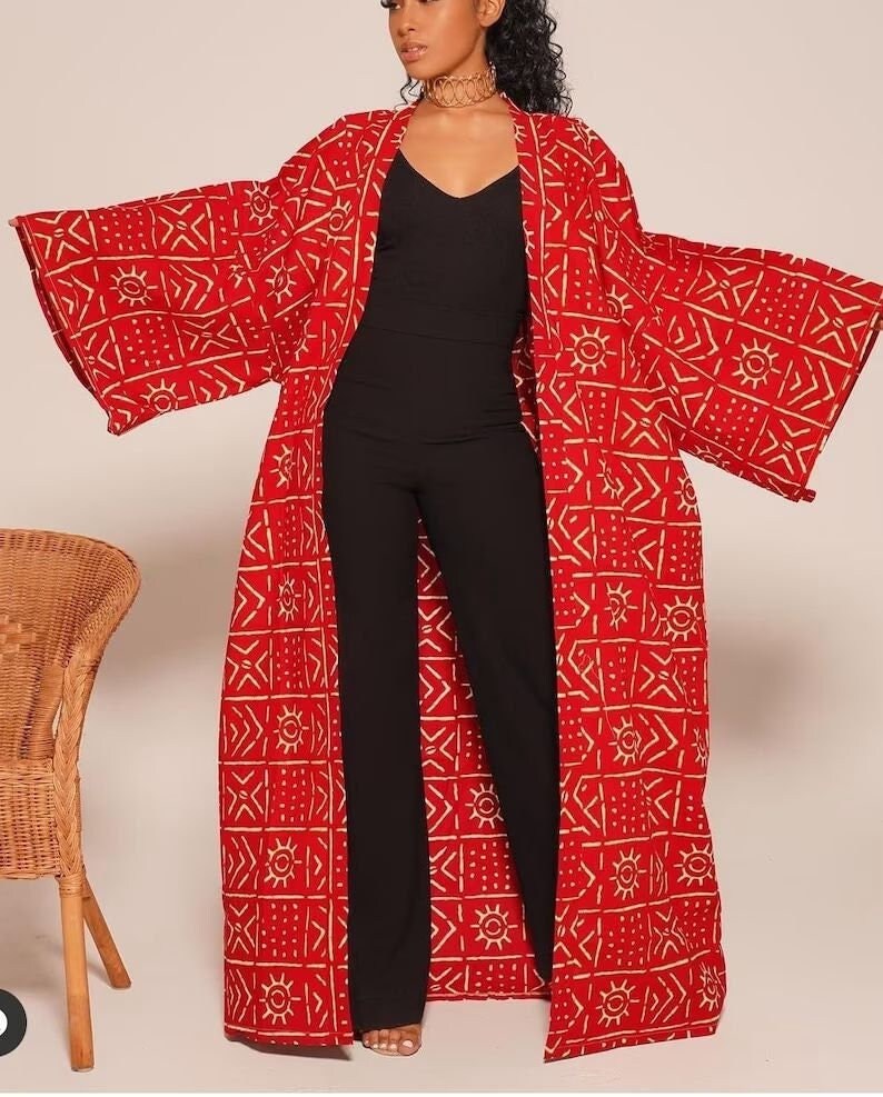 Ankara Women Duster Jacket Mudcloth Duster Jacket Autumn - Etsy