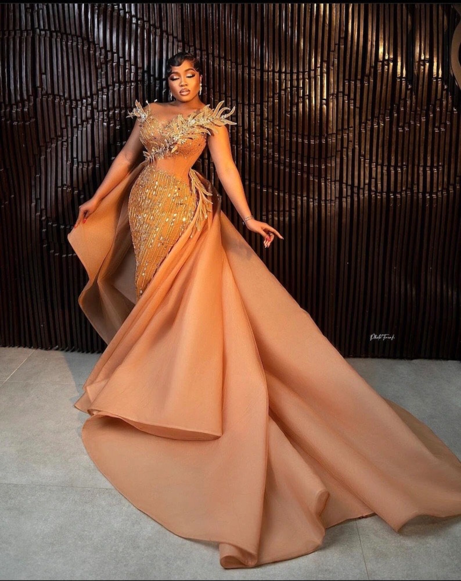 Custom Made Hand Embellished Luxury Gold Evening Gown Gold Wedding/prom ...