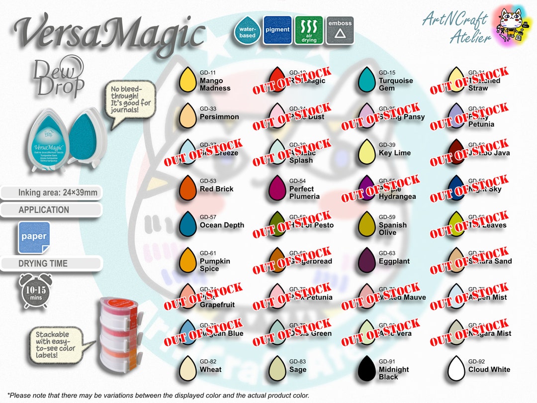 Versamagic Dew Drop Pastel Color Ink Pads by Tsukineko Japan Bleedproof ...