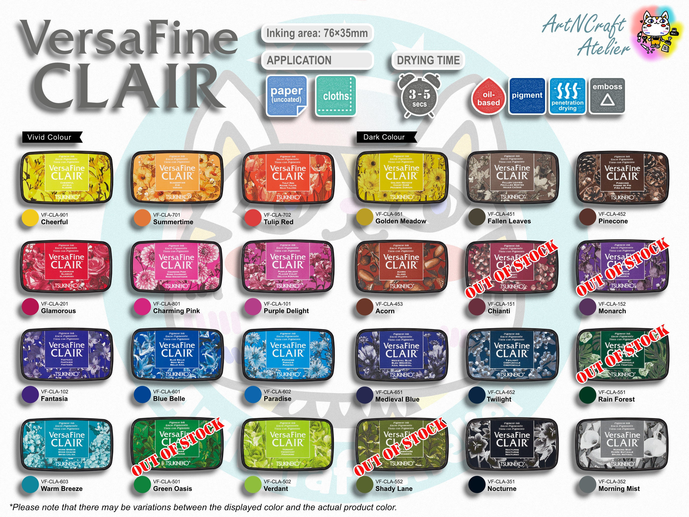 Versafine Clair - Archival Ink Pads by Tsukineko Japan | Detailed, Waterproof, Smearproof ...