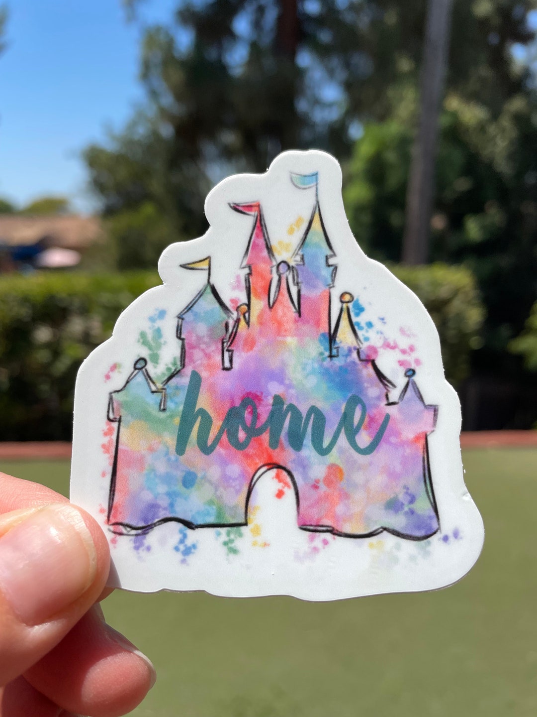 Watercolor Castle Home at Disney Car Decal Disney Sticker Water Bottle ...