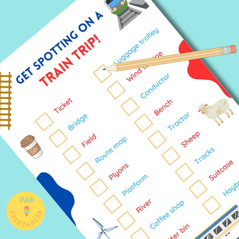 Train Trip Spotting Scavenger Hunt Printable - Etsy