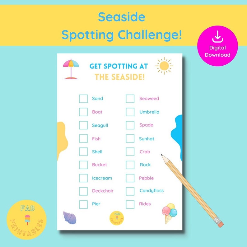 Seaside Spotting Scavenger Hunt Printable - Etsy
