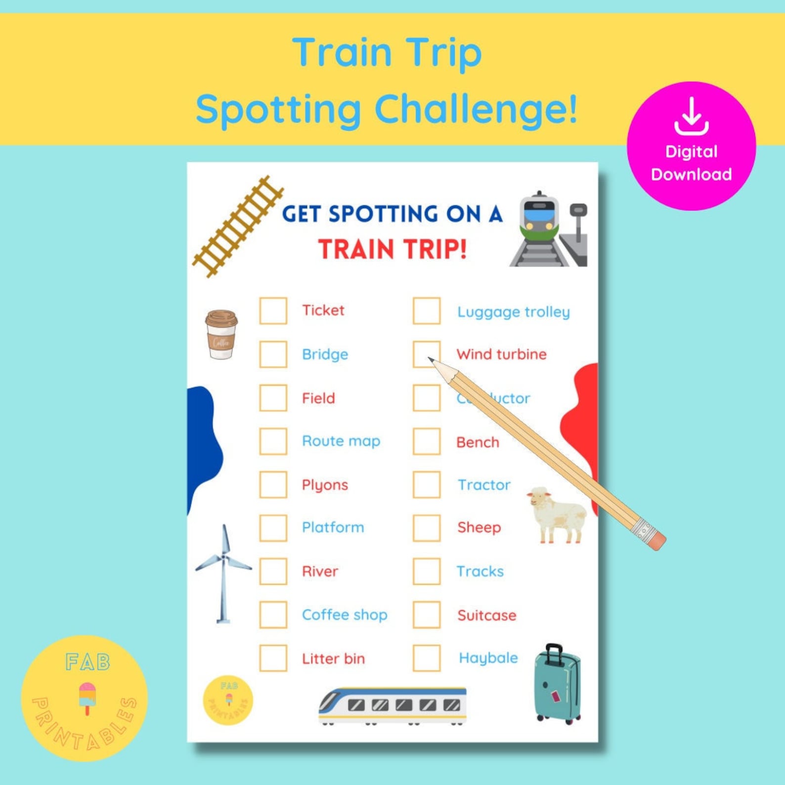 Train Trip Spotting Scavenger Hunt Printable - Etsy