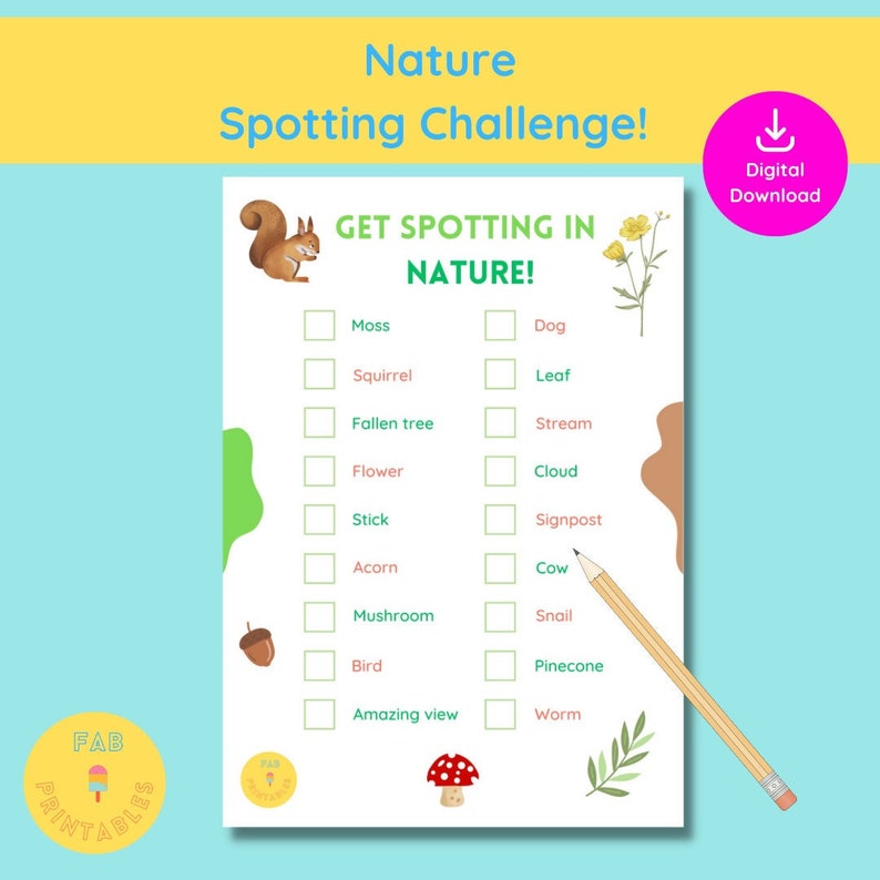 Nature Spotting Scavenger Hunt Printable - Etsy