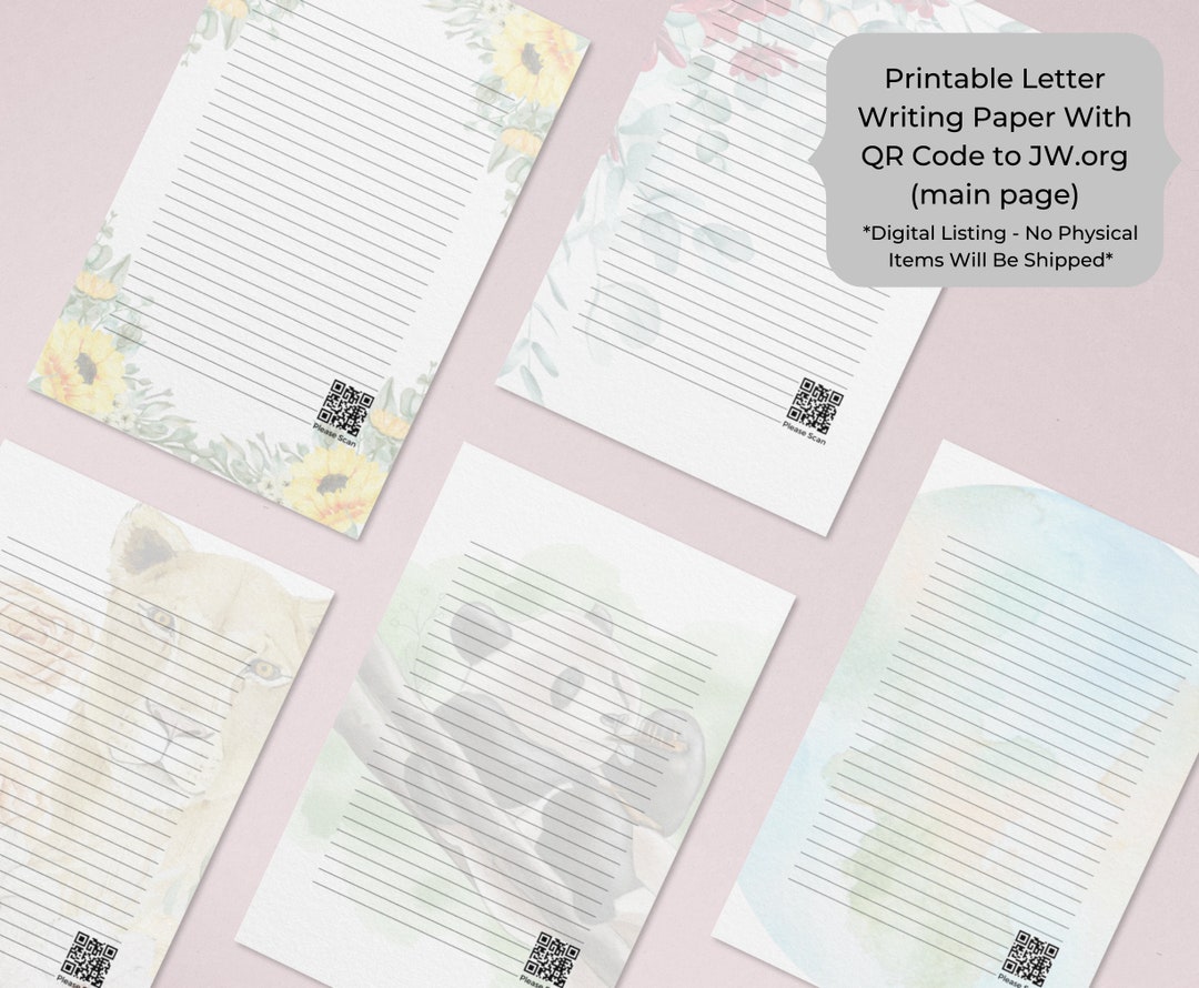 JW QR Codes - Jw Letter Writing Paper Designs – 5 Designs – Digital ...