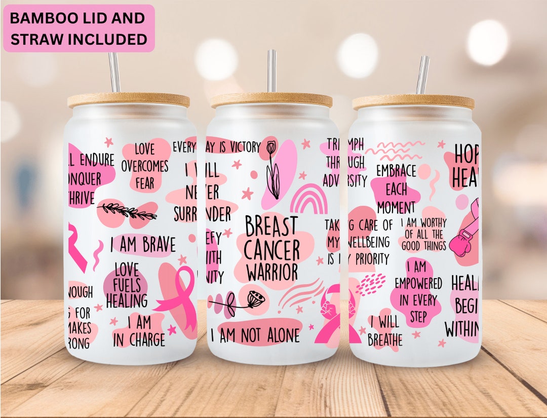 Breast Cancer Awareness Glass| Breast Cancer Warrior Cup | Cancer ...