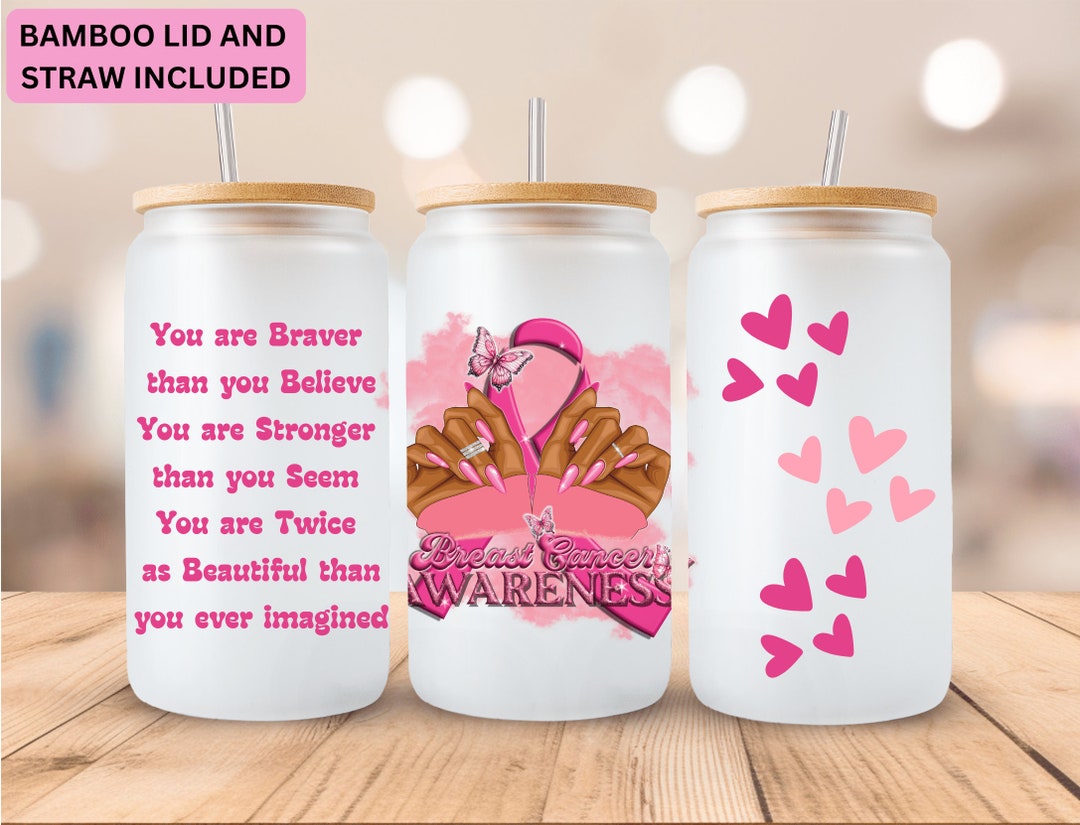 Breast Cancer Awareness Glass| Breast Cancer Warrior Cup | Cancer ...