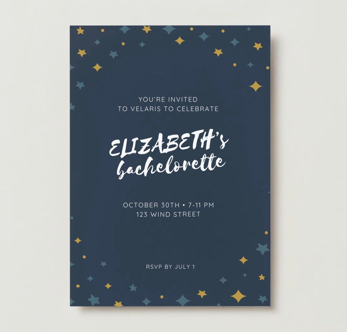 ACOTAR, Starlight Theme Bachelorette Invitation & Itinerary. Editable ...