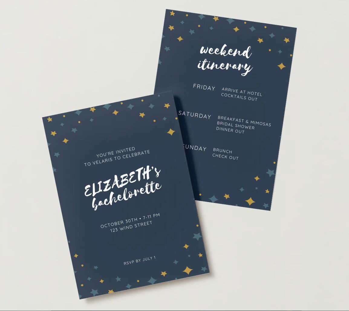 ACOTAR, Starlight Theme Bachelorette Invitation & Itinerary. Editable ...