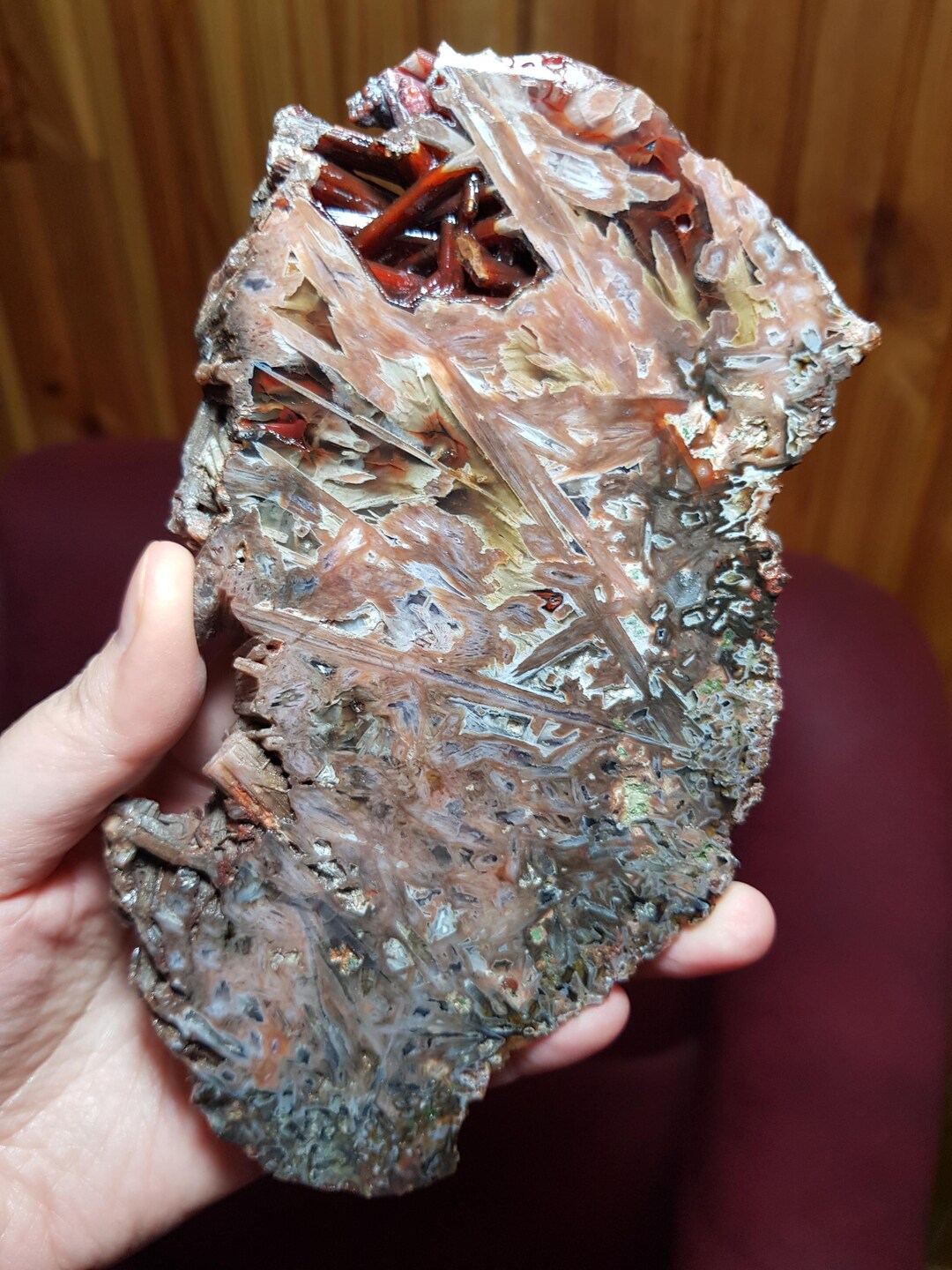 Stellar Burst Stick Agate | Red Agate With Radiant Sticks | Red Turkish ...