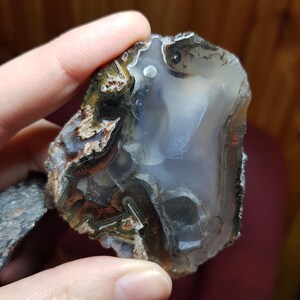 Vibrant Green, Red, and Blue Banded Agate Slice – Polished Gemstone ...