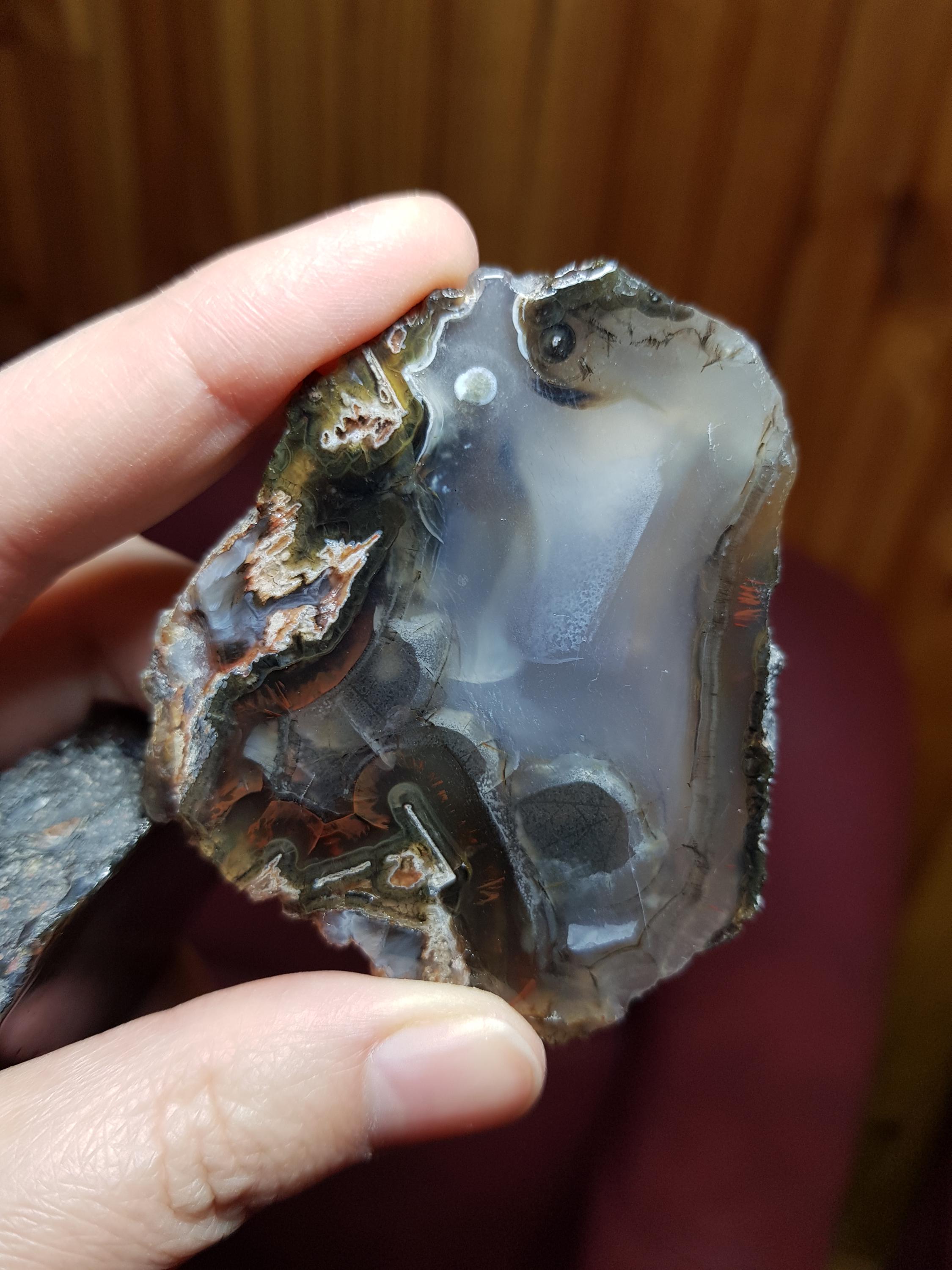 Vibrant Green, Red, and Blue Banded Agate Slice – Polished Gemstone ...