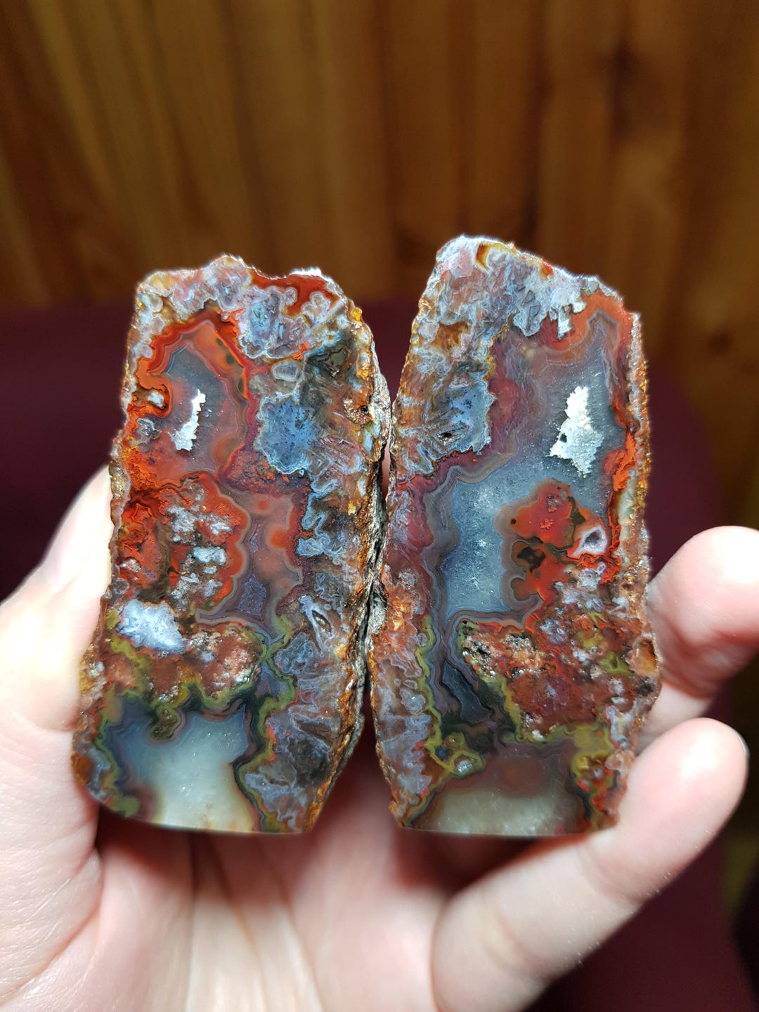 Scenic Moss Agate | Red, Blue and Green Banded Agate With Quartz ...