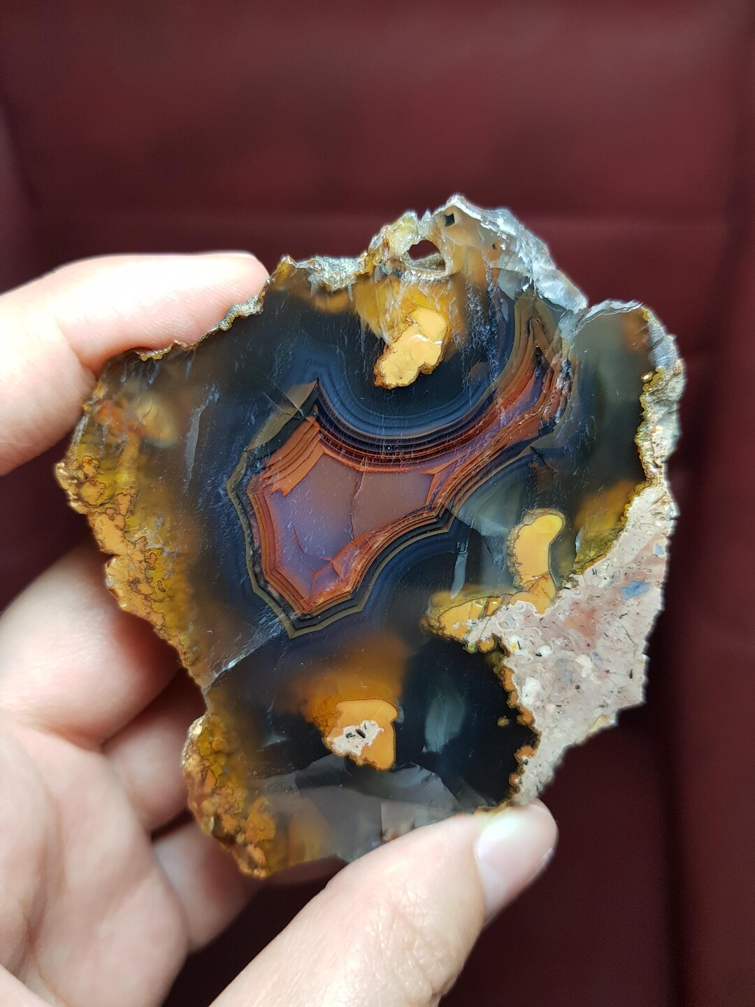 Banded Agate With Fiery Red Bands and Orange Moss Inclusions – Vibrant ...