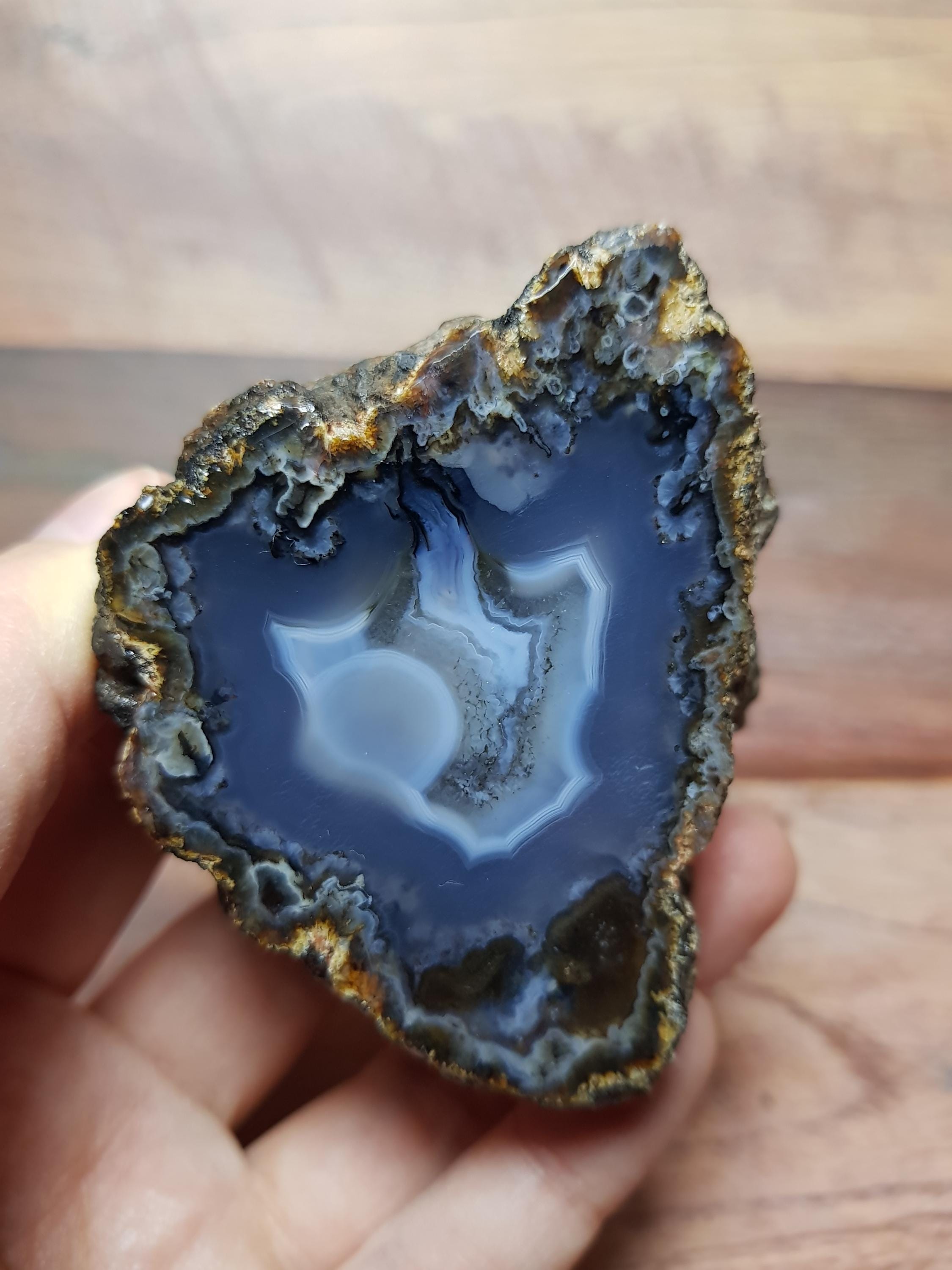 Vibrant Blue Banded Agate With Flower Edge Agate - Etsy